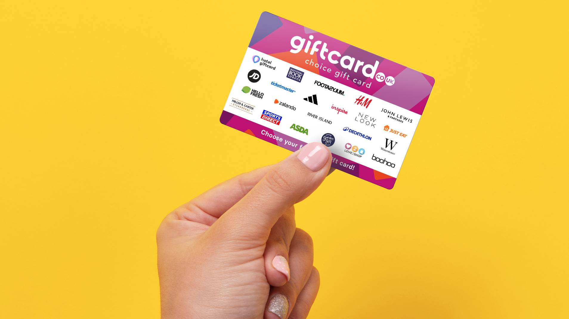 Where can you use the one for all choice gift card?